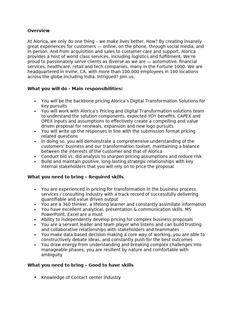 JD - Pricing Specialist - Digital | PDF