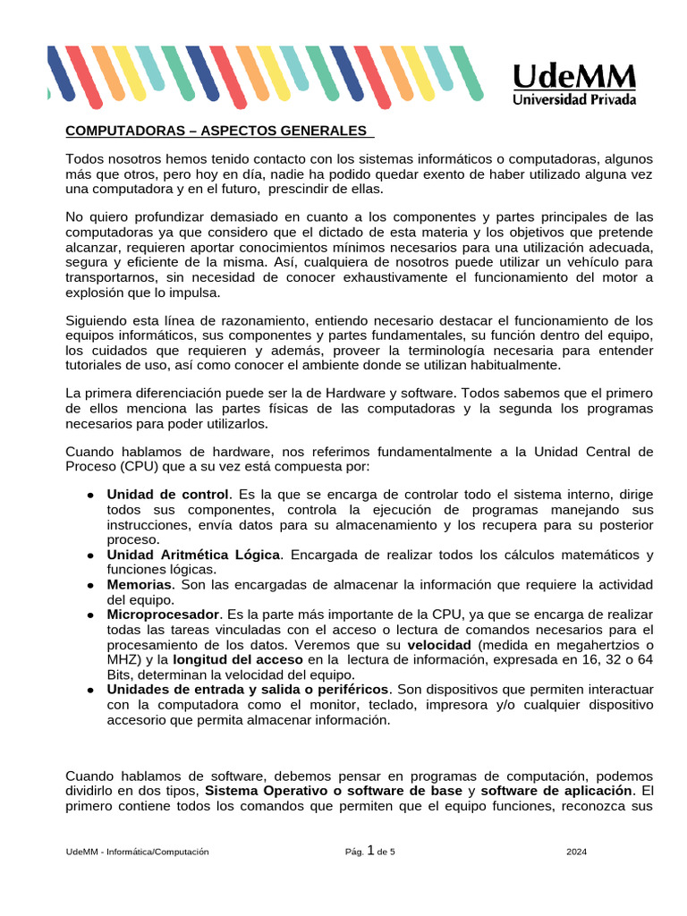 Computadoras Aspectos Generales | PDF