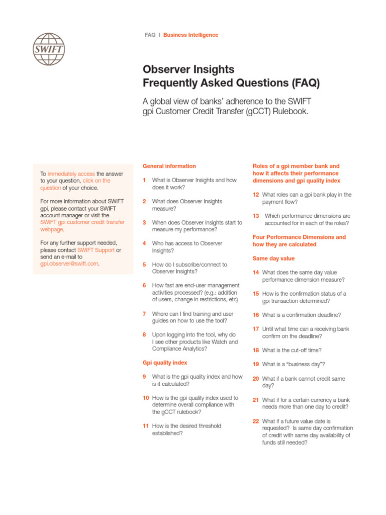 Swift Faq Observer Insights Feb 2018 | PDF