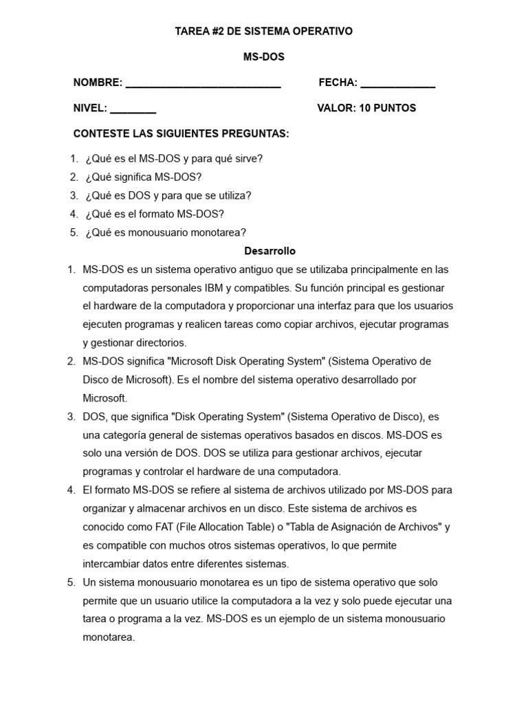 Tarea #2 Ms-Dos | PDF