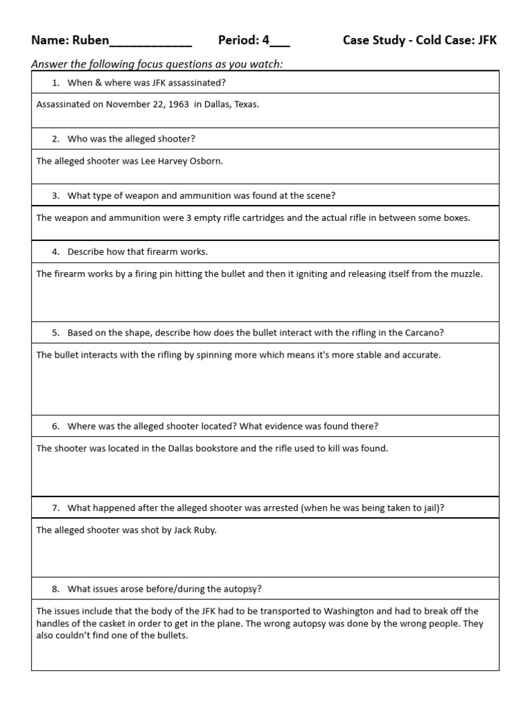 Ruben Bizarro - 2024 Case Study - Cold Case - JFK | PDF