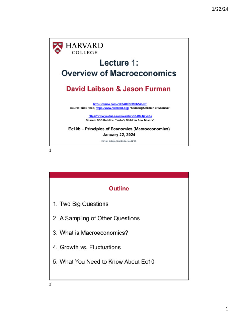 Lecture 1 Overview of Macroeconomics HANDOUT | PDF