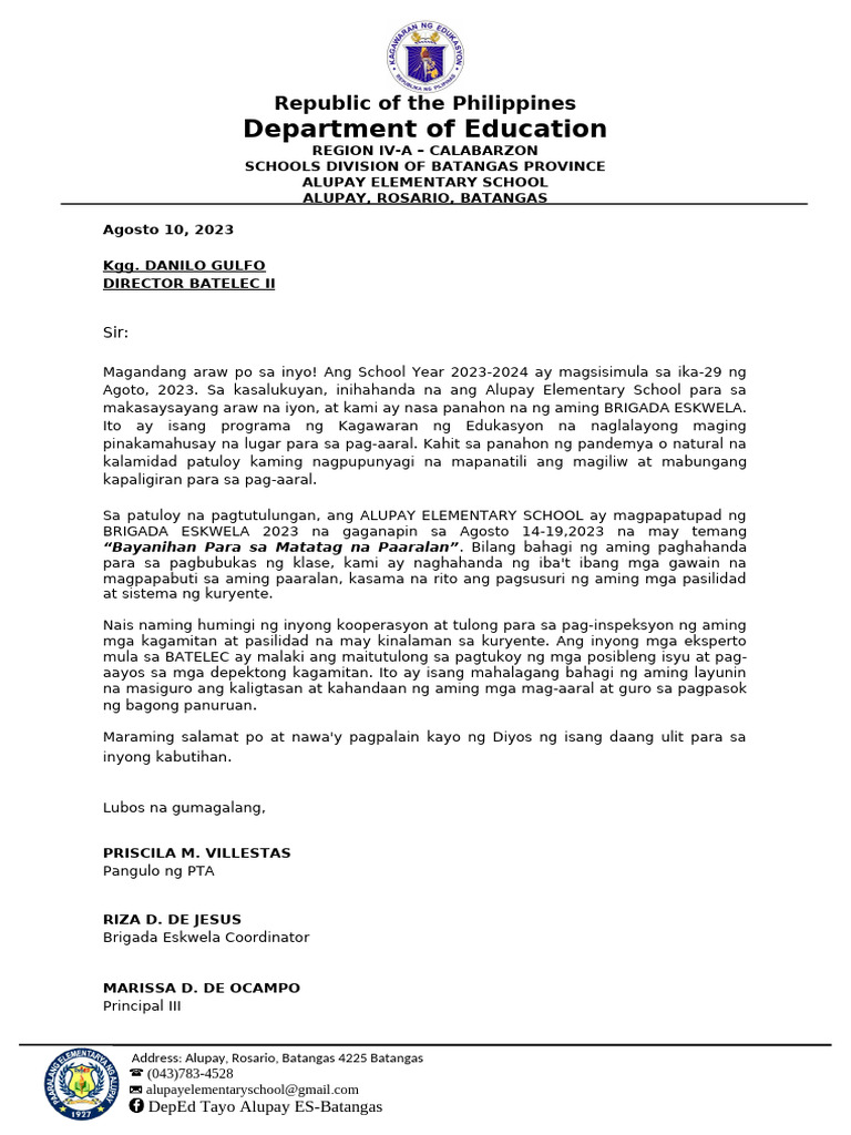 Request for BATELEC Inspection Support | PDF | Philippines