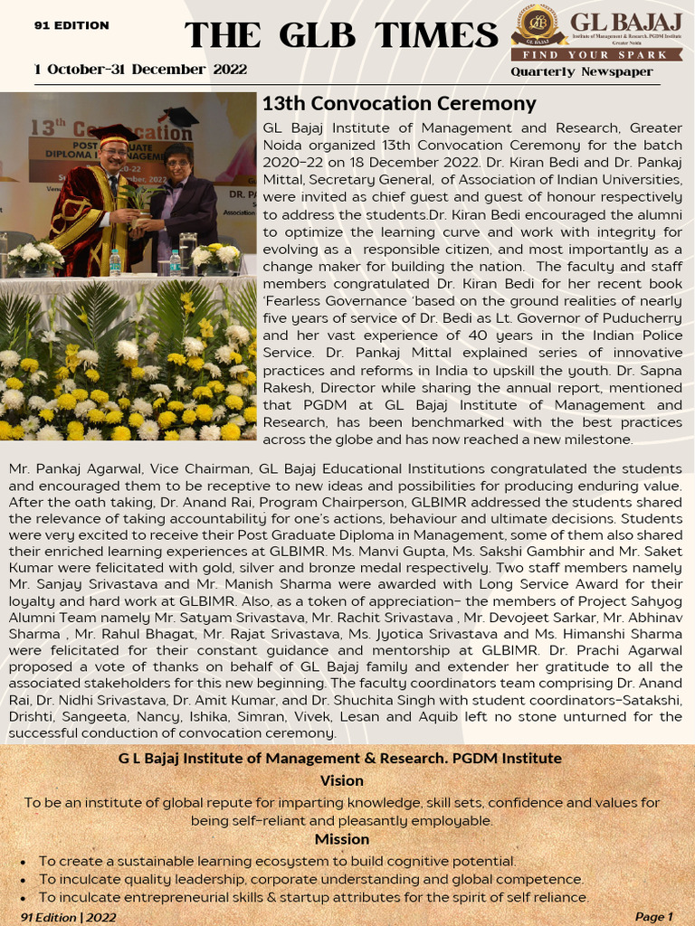 The GLB Times-91 Edition-Oct-Dec 2022 | PDF