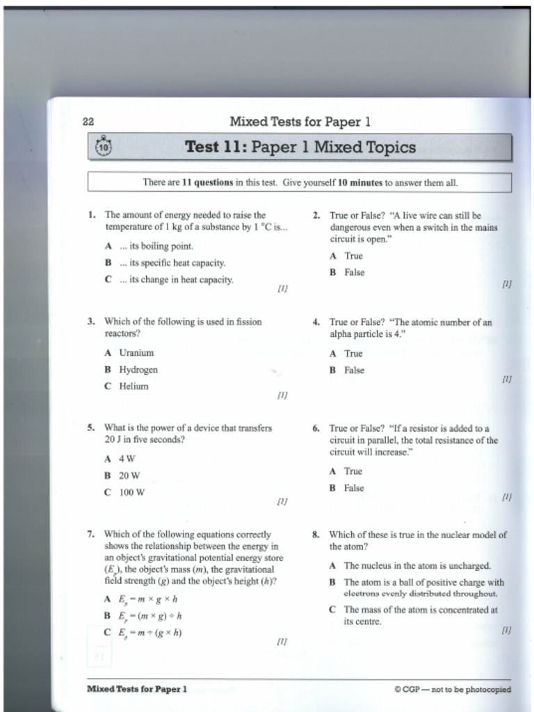 Paper 1 Mixed Topics Test 11 | PDF
