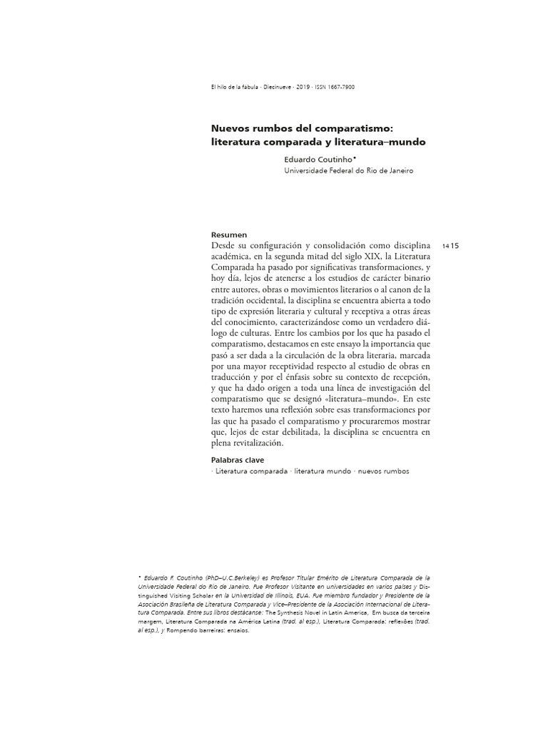 Coutinho - Nuevos Rumbos Del Comparatismo | PDF | Traducciones ...