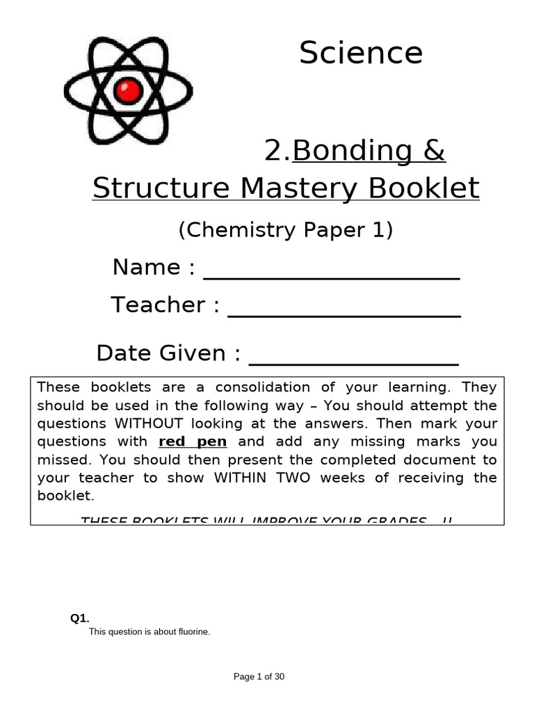Bonding Structure - Properties - Paper 1 | PDF | Chemical Bond ...
