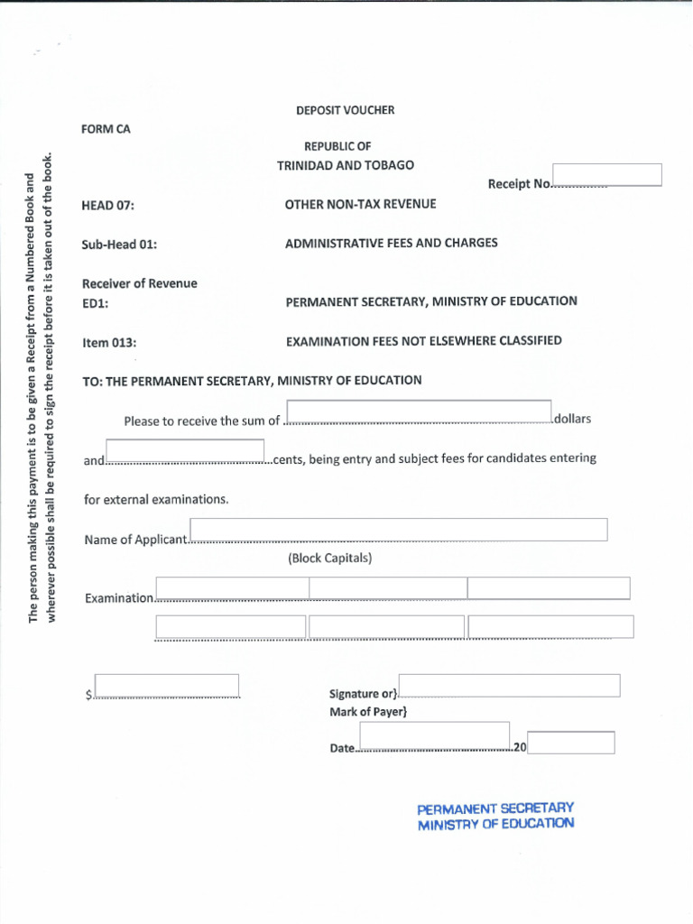 MIN of EDU DEP VOUCHER FORM CA Administrative Exam Total of Candidate ...