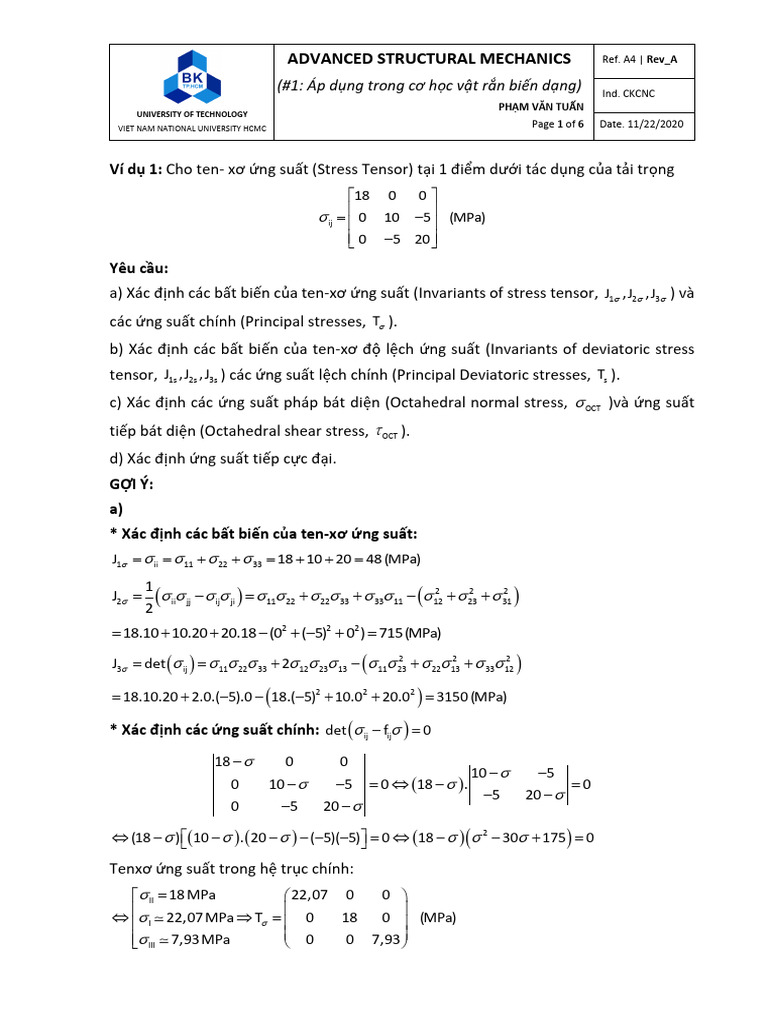 1-01 Bai Tap 1 - Ung Dung Trong Co Hoc Vat Rang Bien Dang | PDF