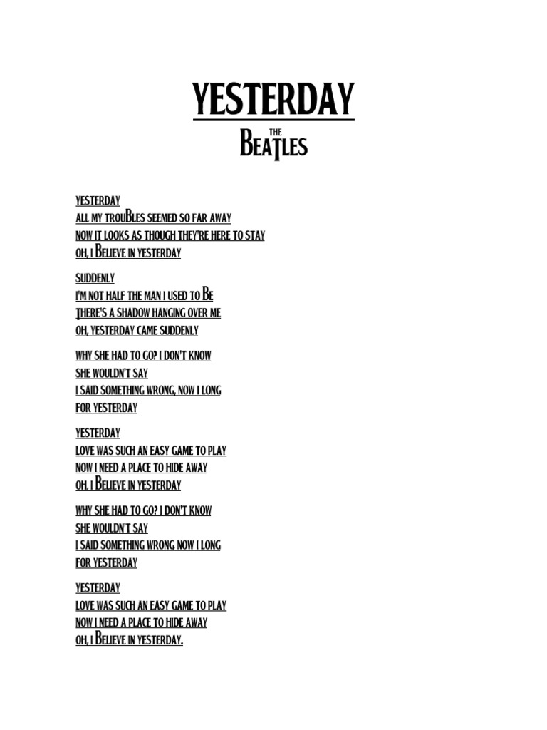 Yester DAY | PDF