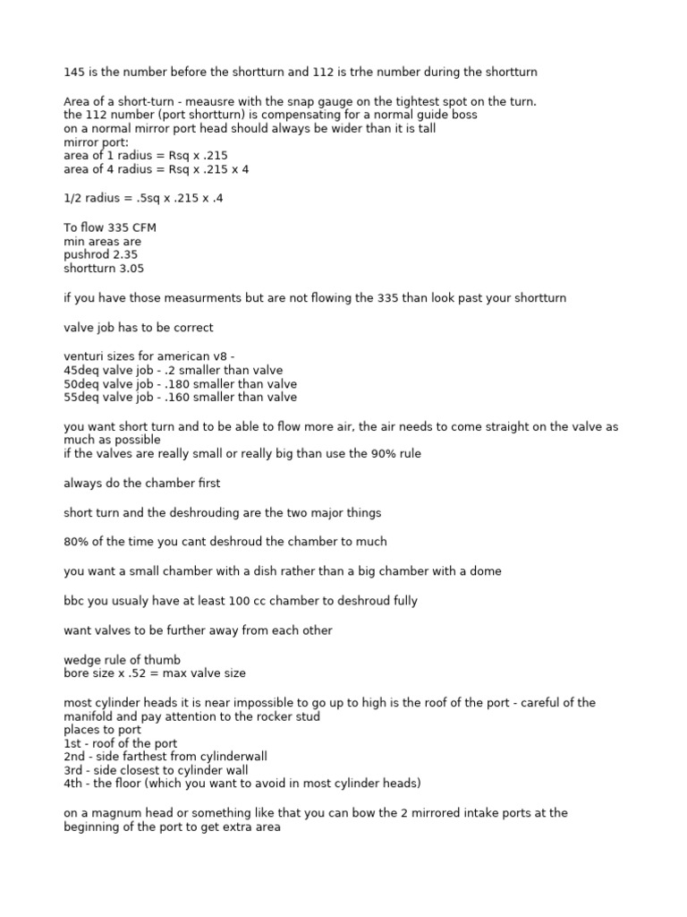 Cylinder Head Machining Notes | PDF