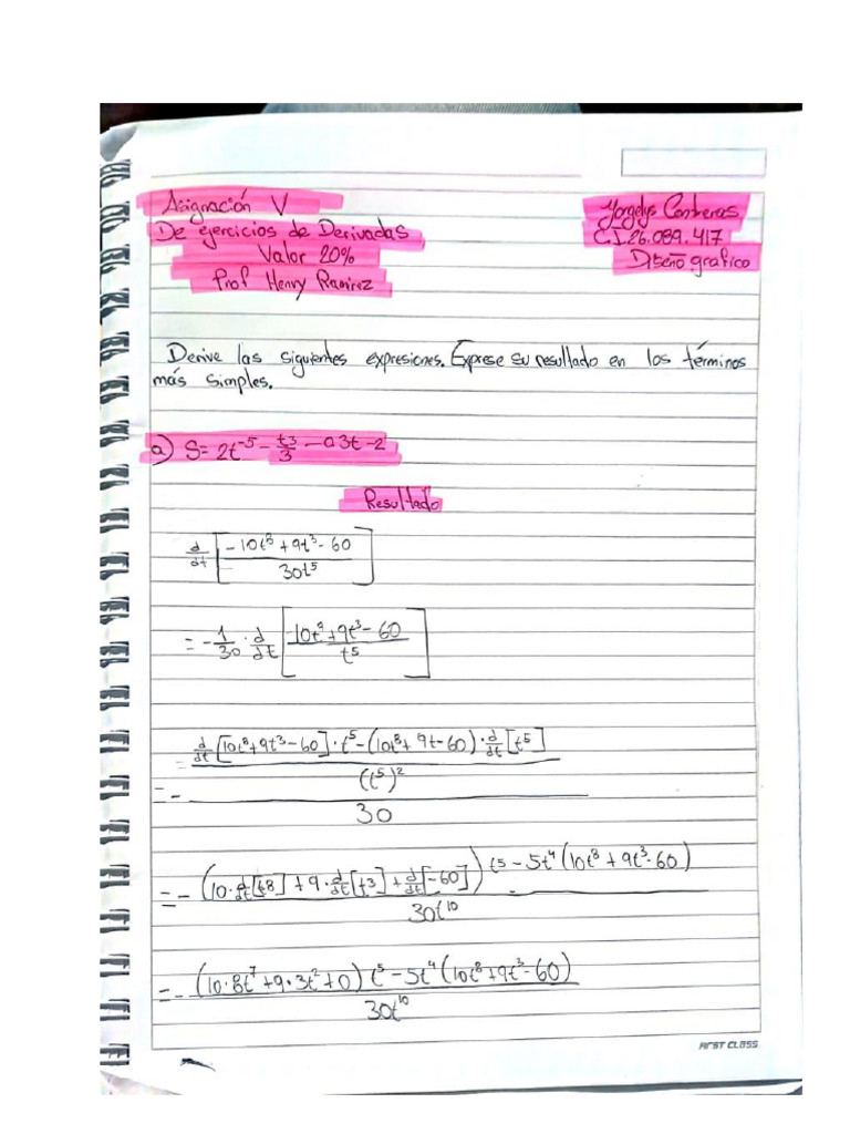 Derivadas Actividad N° 5 Yorgelys Contreras Diseño Grafico | PDF