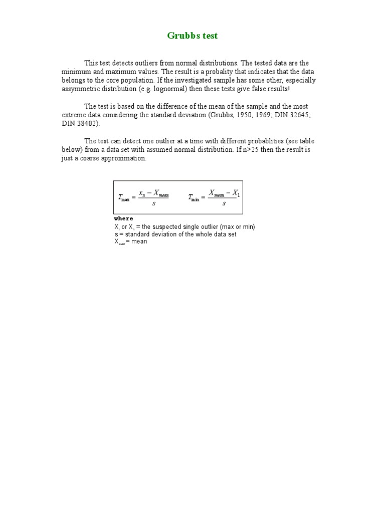 Grubbs' Test - Finding Outlier | PDF | Outlier | Statistics