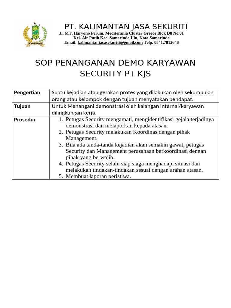 Sop Demo Karyawan | PDF