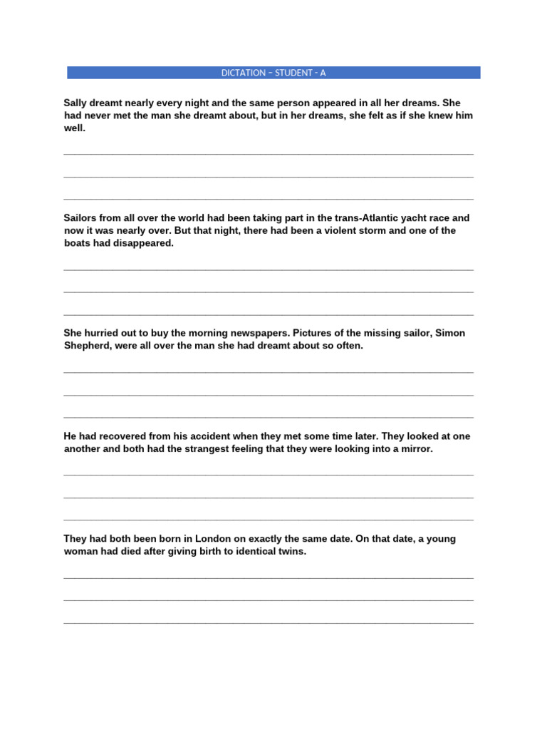 Dictation - Student A | PDF