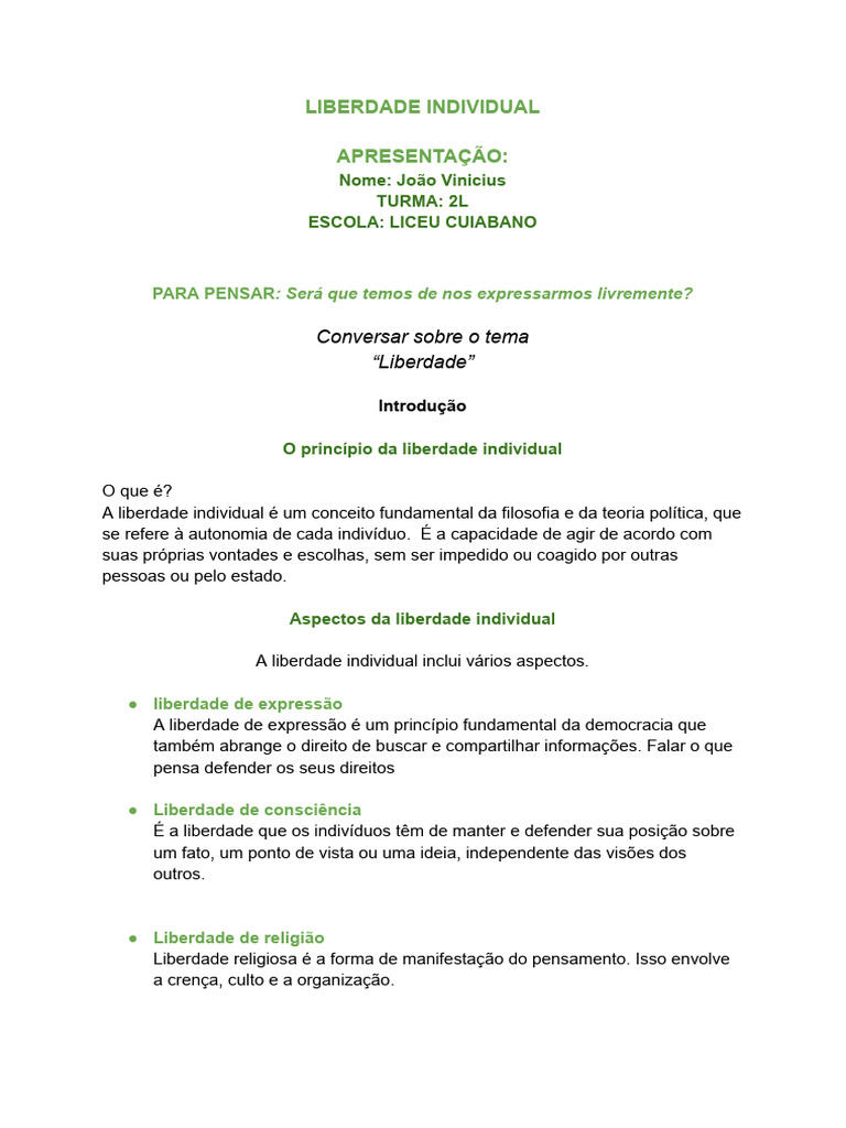 Liberdade Individual | PDF