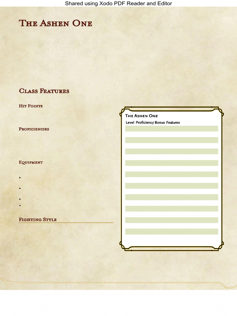 Classe Ashen One | PDF