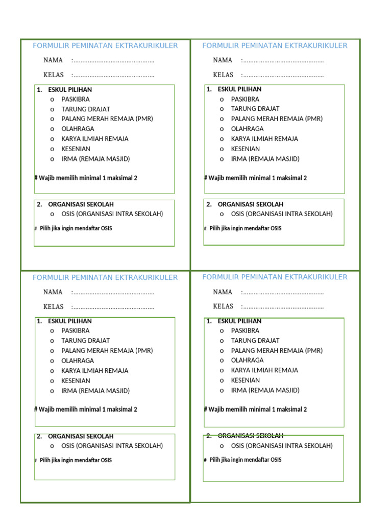 FORMULIR EKSTRA BARU | PDF