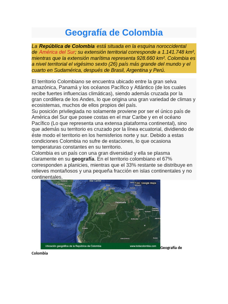 Geografía de Colombia | PDF