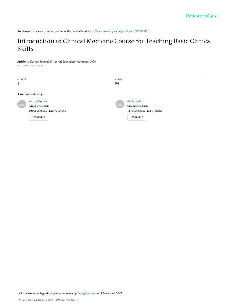 Introduction To Clinical Medicine Course For Teach | PDF