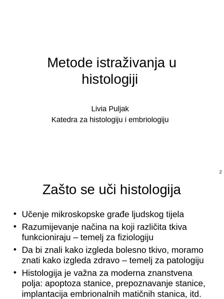 Liv Sem Metode-Istrazivanja-histologija OZS | PDF