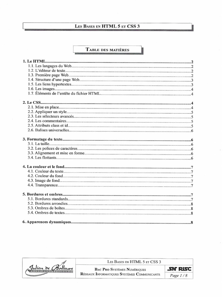 7-Les Bases en HTML 5 Et CSS 3 | PDF