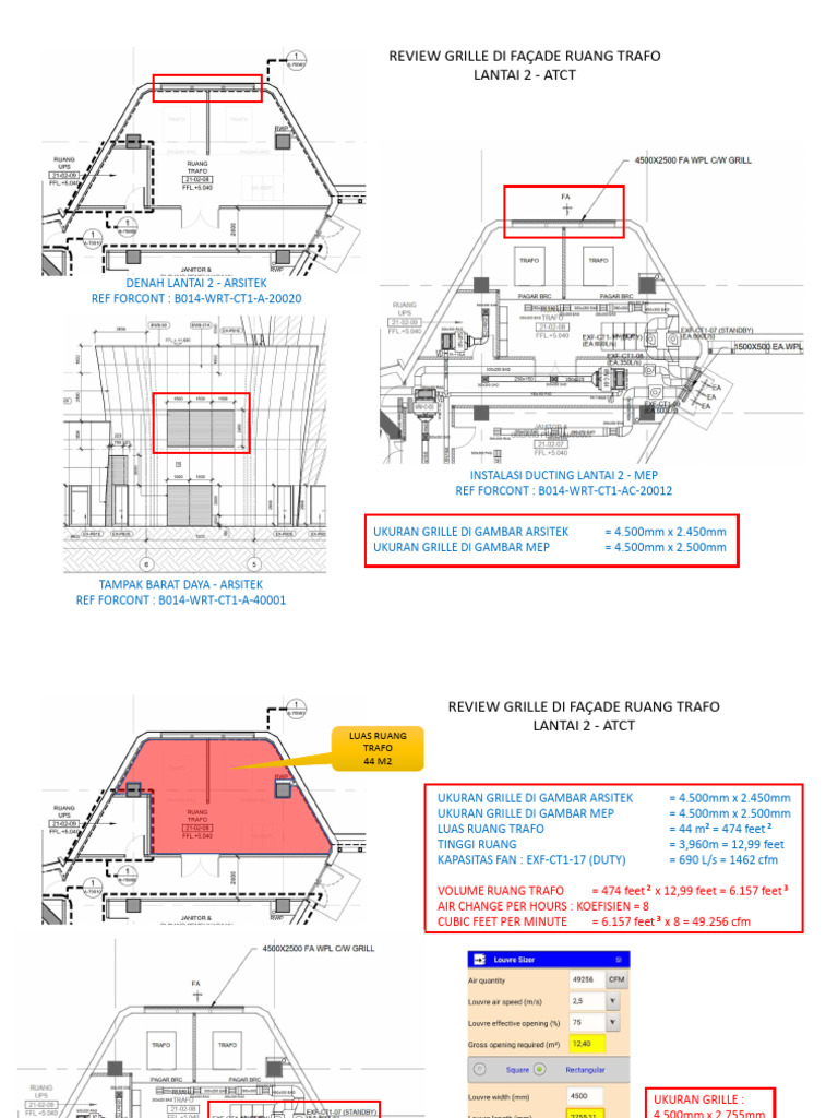 Perhitungan Ukuran Grille - Ruang Trafo | PDF