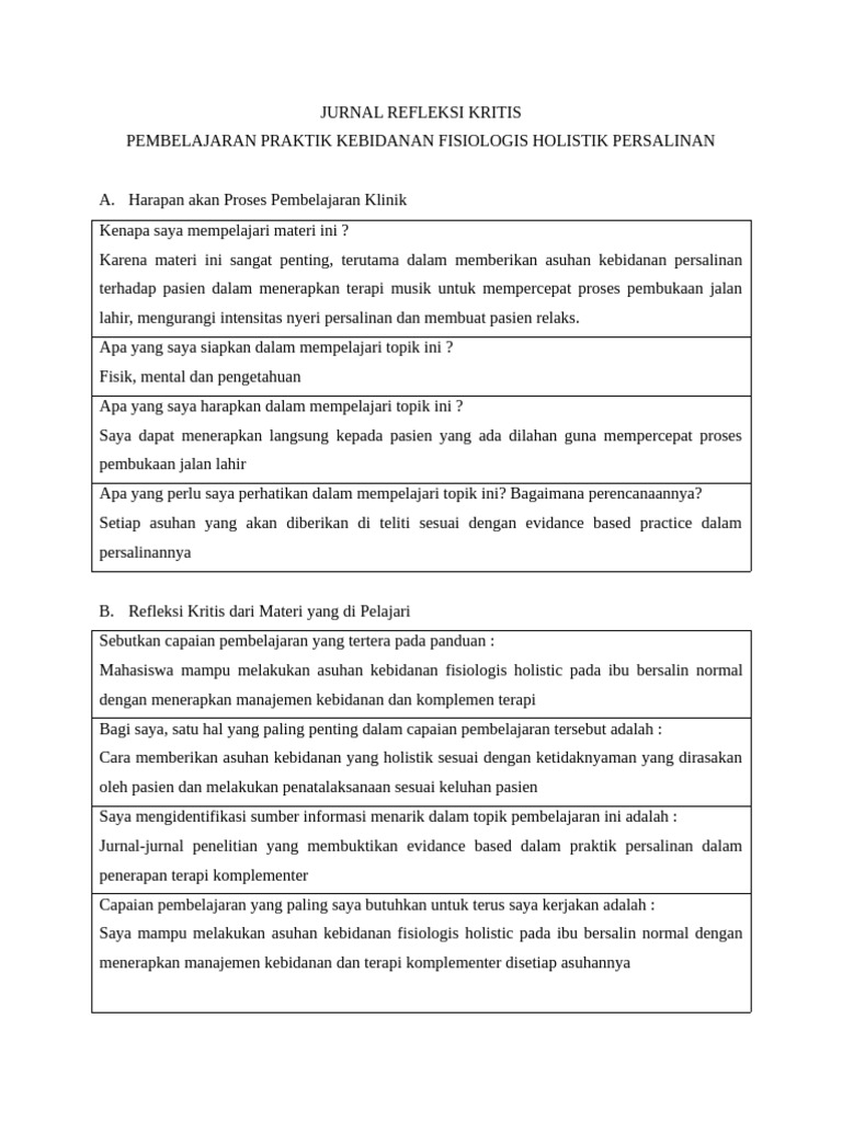 Jurnal Refleksi Kritis Terapi Musik | PDF