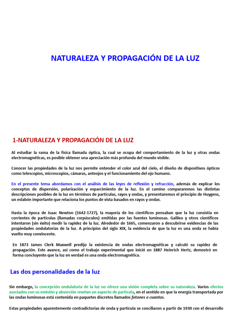 Lección 11 Naturaleza y Propagacion de Luz | PDF