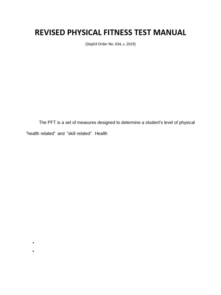 Revised Physical Fitness Test Manual | PDF