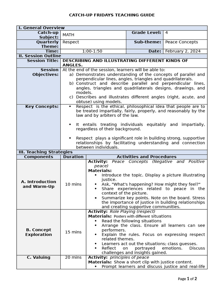 DLP ON CATCH UP FRIDAY-MATH | PDF