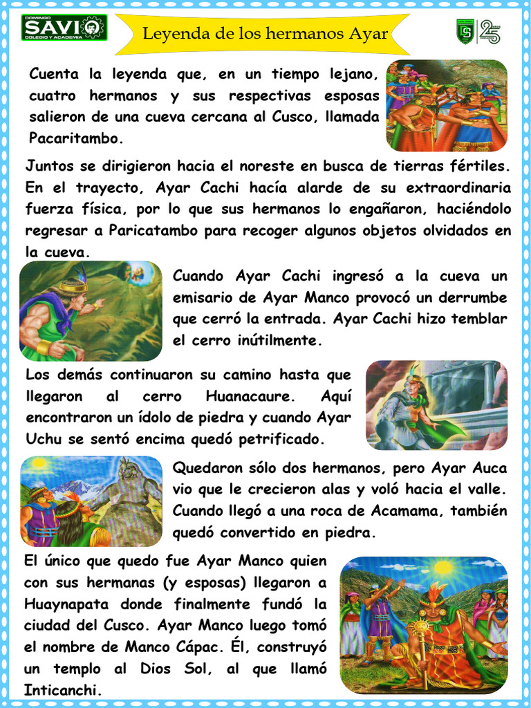 Ficha Leemos Juntos. Leyenda Hermanos Ayar | PDF | Historia