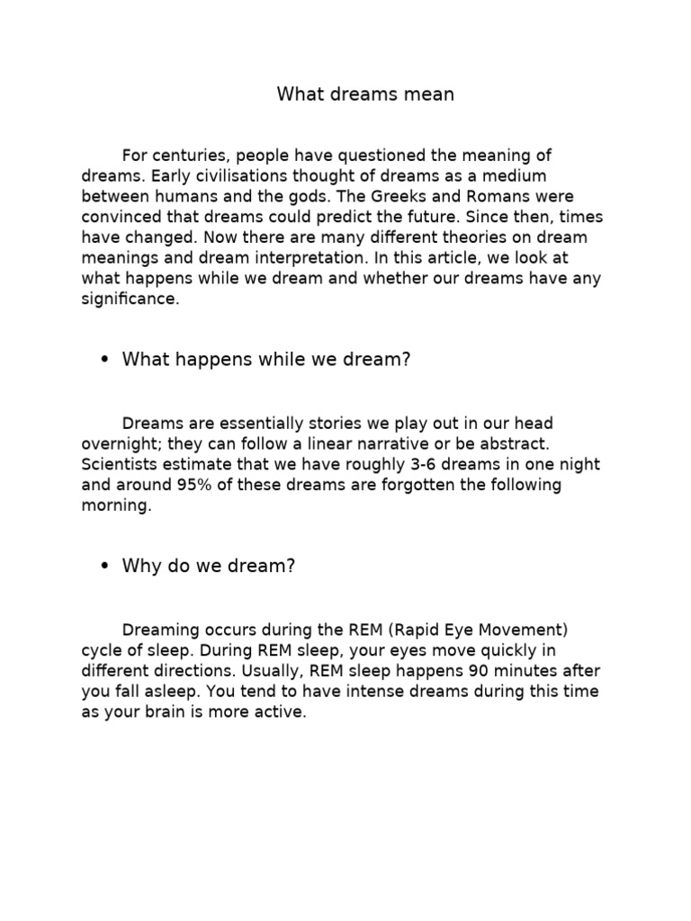 What Dreams Mean | PDF
