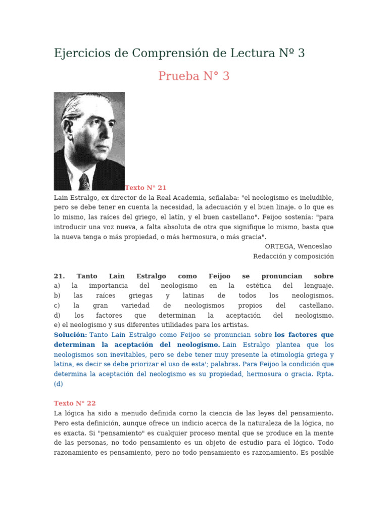 Comprensión de Lectura Tercero II | PDF