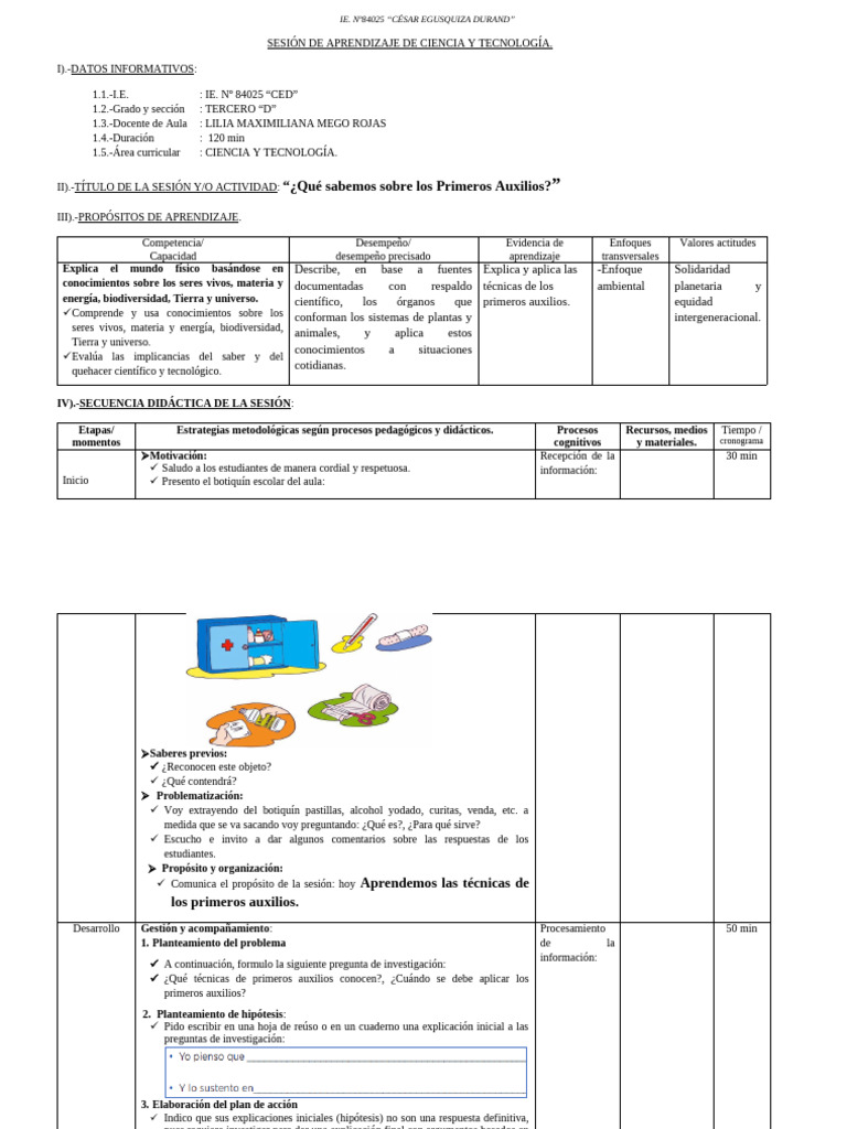Sesion de AP. C y T Primeros Auxilios 02.06.2023 | PDF Sesion de AP. C y T Primeros Auxilios 02.06.2023 | PDF