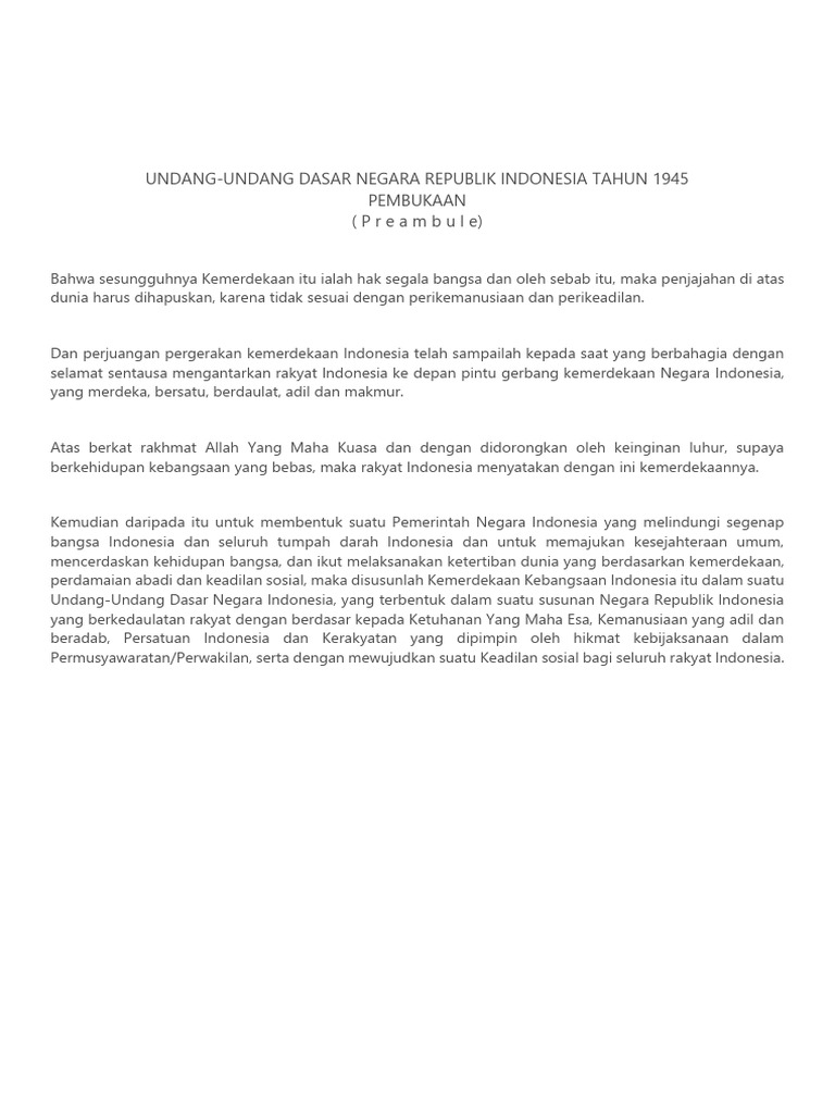 Pembukaan Uud 1945 | PDF
