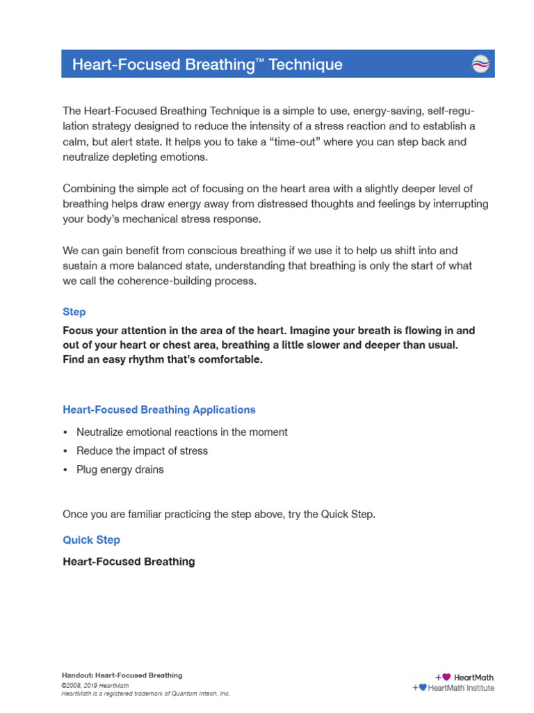 Heart-Focused Breathing Technique Handout | PDF