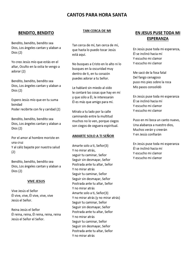 Cantos para Hora Santa | PDF