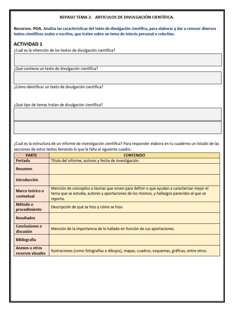 REPASO TEMA 2 SEGUNDO GRADO | PDF