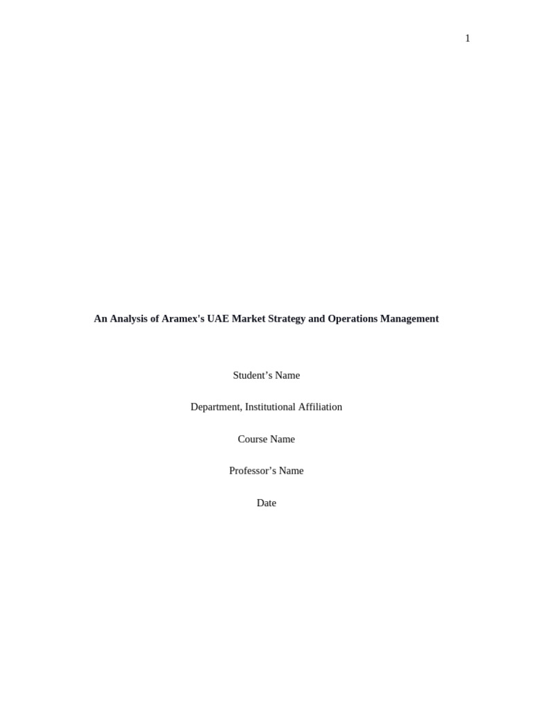 An Analysis Of Aramex Pdf
