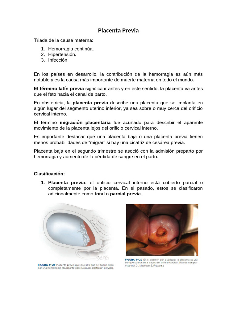 Placenta Previa: Causas y Manejo Clínico | PDF | Parto | Placenta