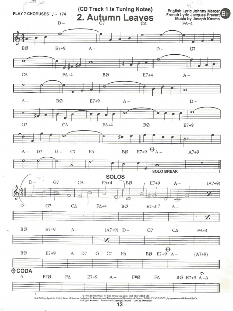 Autumn Leaves - BB Lead Sheet | PDF