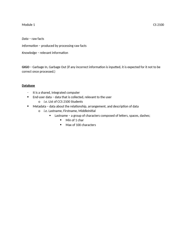 Module 1 CS 2100 | PDF