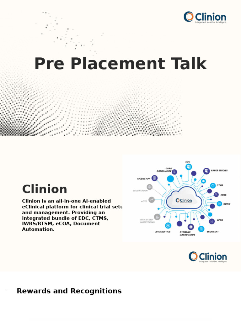 Clinion Pre-Placement Talk Overview | PDF