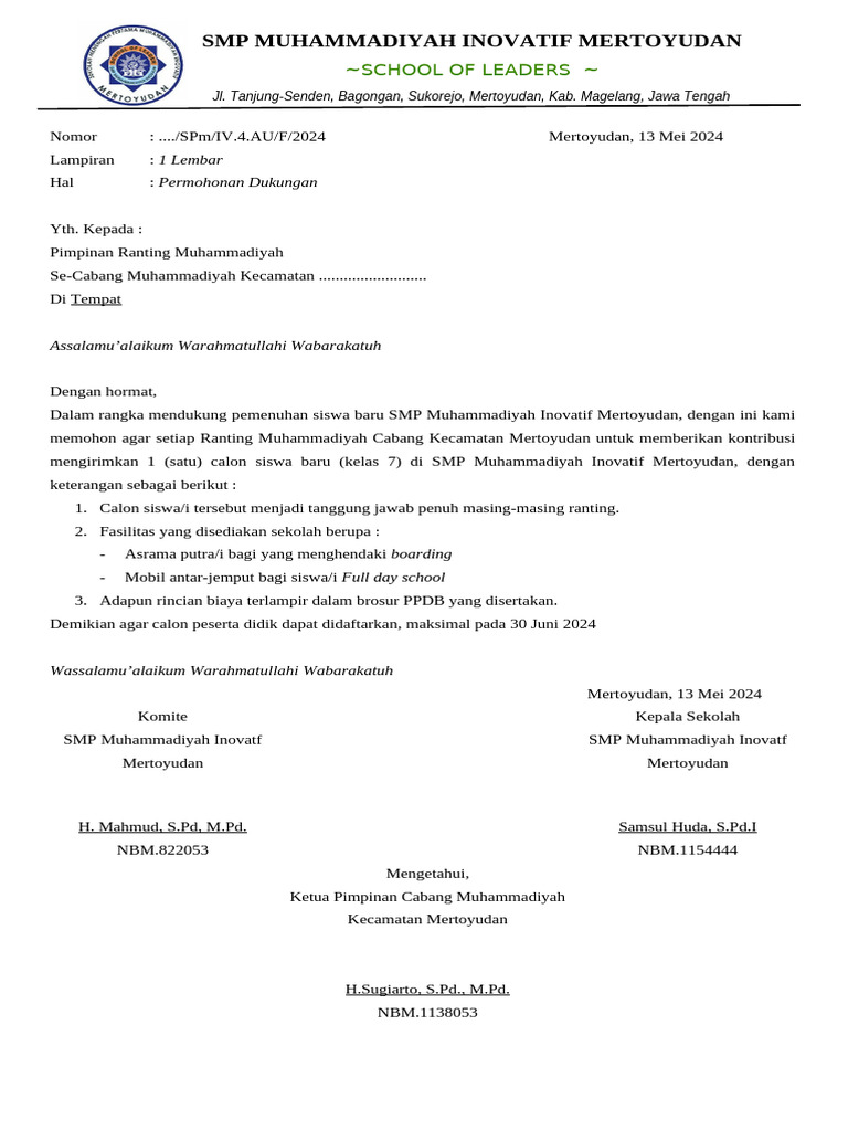 Surat Permohonan Dukungan | PDF