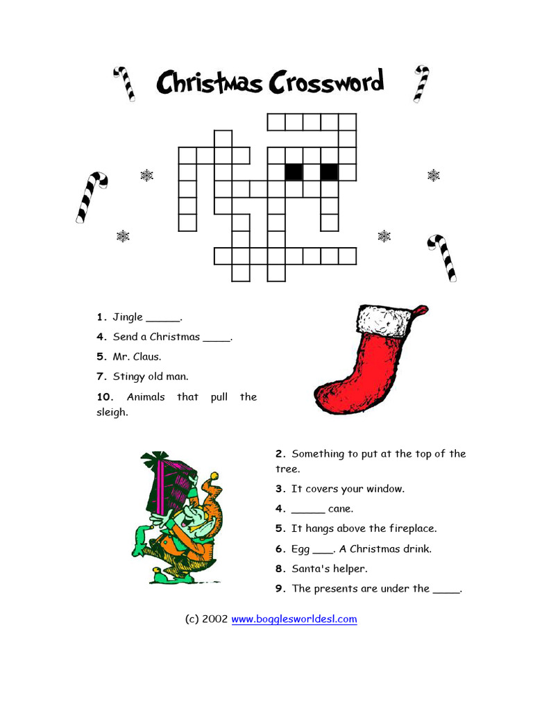 Taller 2 - Christmas Crossword - Crucigrama de Navidad | PDF