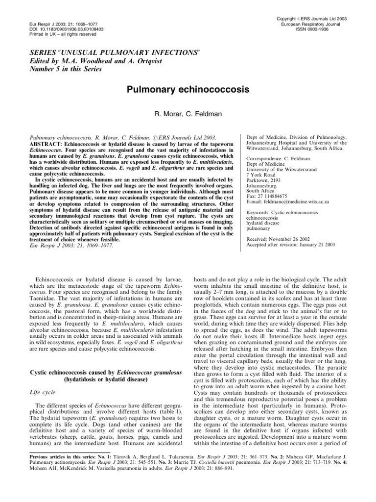 Pulmonary Echinococcosis | PDF | Medical Specialties | Clinical Medicine