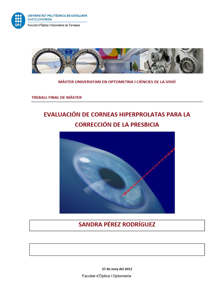 Evaluación de Corneas Hiperprolatas para La Corrección de La Presbicia ...