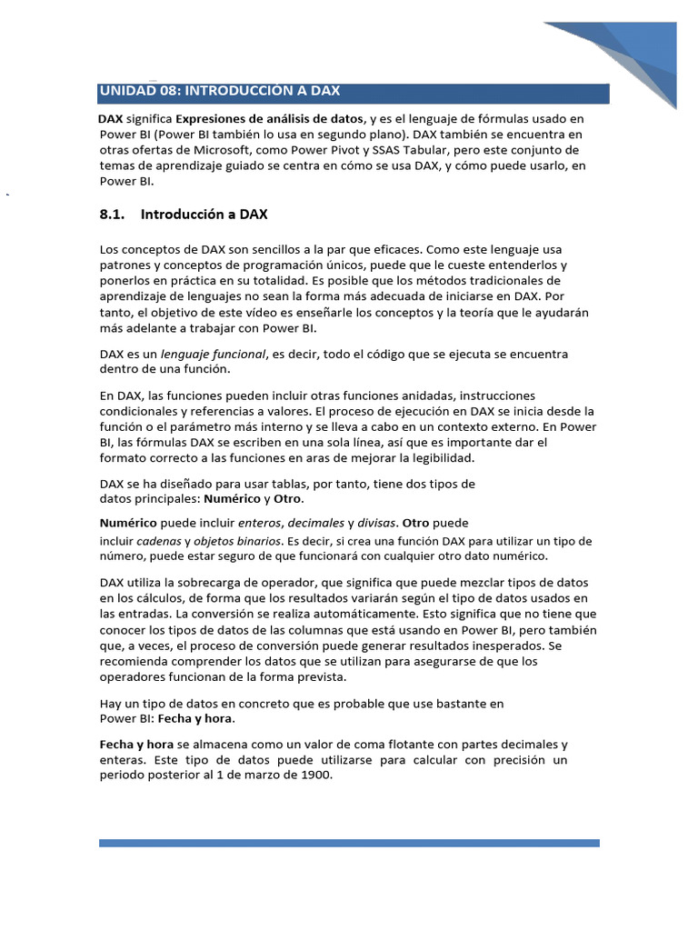 Capitulo - 08 - Introduccion - Dax Power Bi | PDF | Lenguaje de programación | Función (Matemáticas)