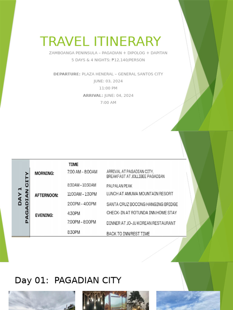 Itinerary in Zamboanga Requirements in Tpc2 | PDF